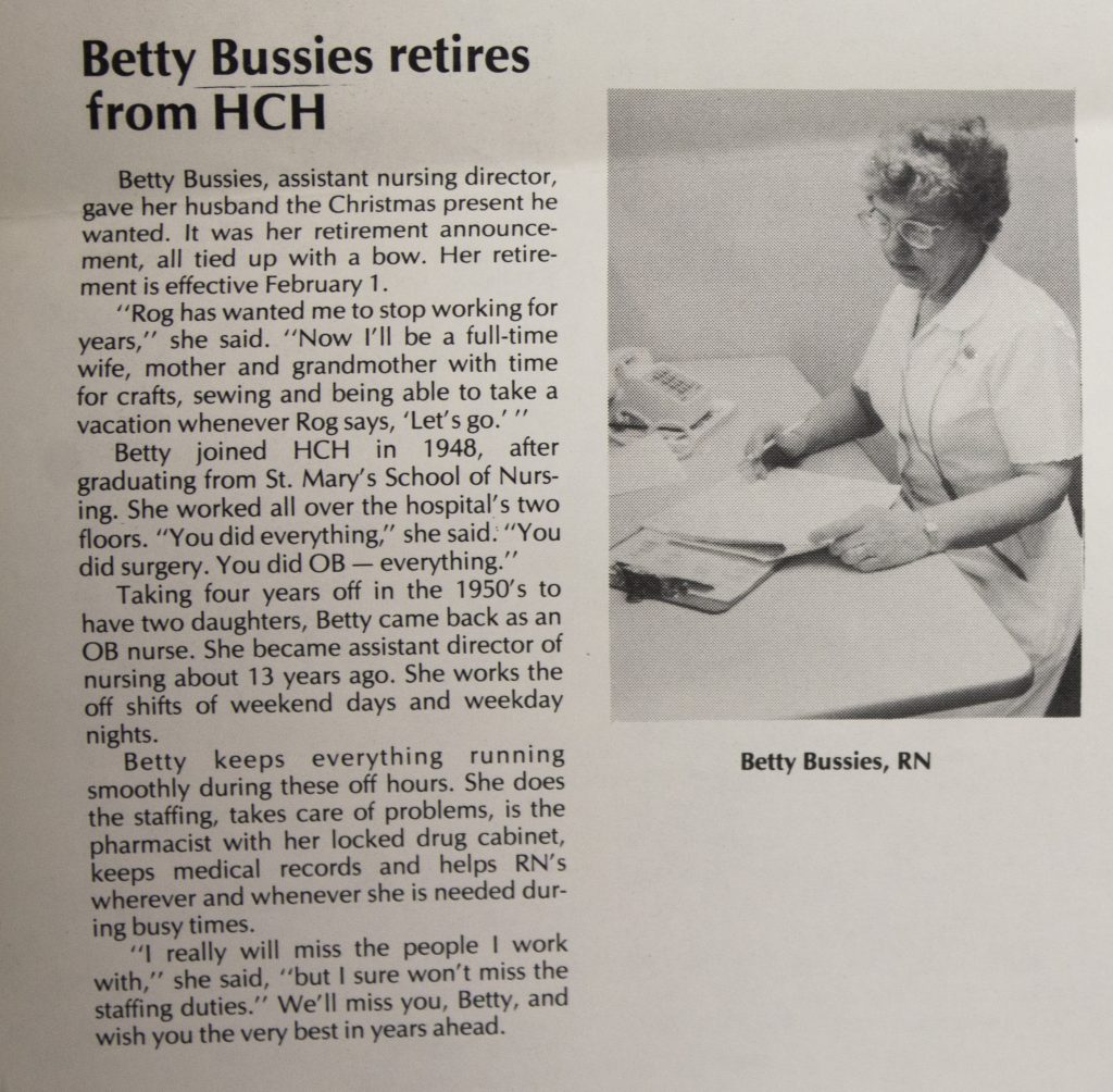 Betty Tuinsma Bussies - Holland Hospital Centennial - 100 Years